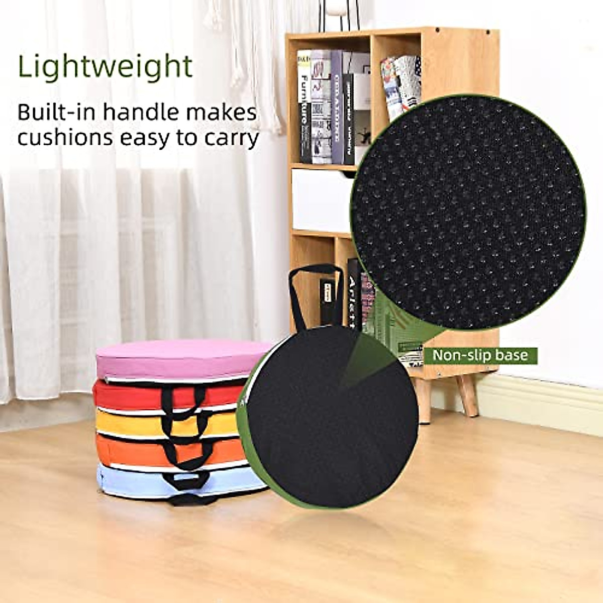 Round Floor Cushion Cover With Handle, Floor Cushions Replacement Cover for Kids, Floor Cushions Cove for Classroom, for Flexible Seating for Home, Daycare, Preschool, Classroom and Meditation, Round