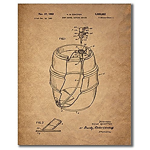 Beer Patent Wall Art Prints - Set Of 6 (8 Inches By 10 Inches) Vintage Bar Photos