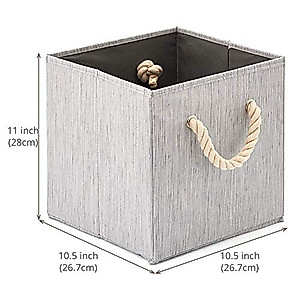 EZOWare Set of 8 Foldable Fabric Storage Cube Bins with Cotton Rope Handle, Collapsible Resistant Basket Box Organizer for Shelves Closet Toys and More – Gray