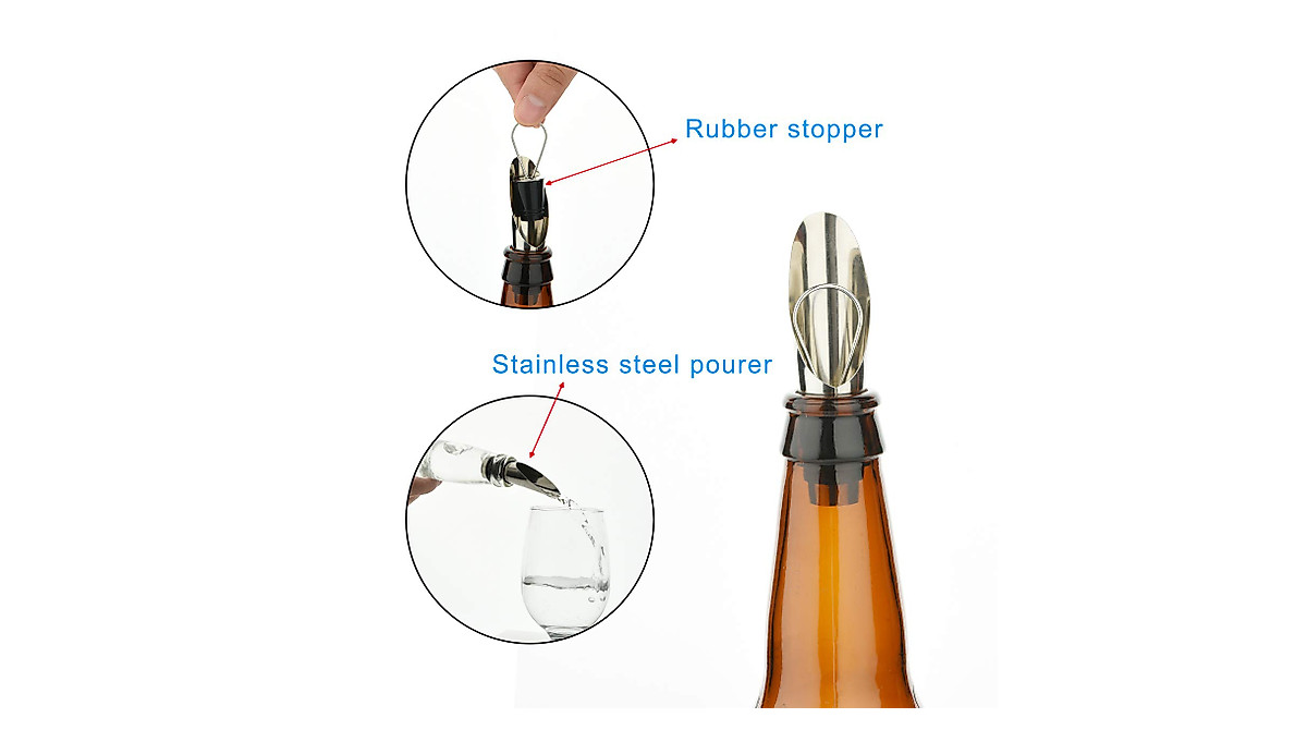 CM Wine Pourer & Stopper Set - 10 Pcs Stainless Steel