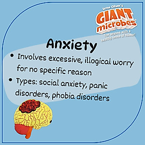 GIANTmicrobes Anxiety Plush Toy, Anxiety Stuffed Animal, Emotional Support Plush, Mental Health Awareness Gifts, Anxiety Pillow, Funny Anxiety Gifts, Mental Health Matters, Psych Nurse Gifts