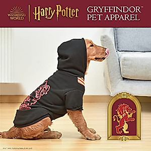 Harry Potter Gryffindor Pet Hoodie with Faux Scarf - Small | Pet Apparel and Accessories for Dogs| Dog Pullover Hoodie for Hogwarts Houses, Gryffindor Clothing for Dogs,Black