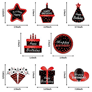 Red and Black Happy Birthday Decorations Hanging Swirls Party Supplies, 30Pcs Red Black Happy Birthday Foil Swirl Decor, 10th 16th 21st 30th 40th 50th 60th Ceiling Hanging Sign Decor