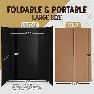 Black Tri-Fold Presentation Board 36" x 48" Corrugated Tabletop Display Exhibition Board Lightweight and Portable with Smooth Surface Great for School Projects and Business presentations - by Emraw