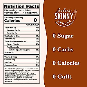 Jordan's Skinny Syrups Coffee Syrup, Pumpkin Caramel Flavor Drink Mix, Zero Calorie Flavoring for Chai Latte, Protein Shake, Food & More, Sugar & Gluten Free, Keto Friendly, 25.4 Fl Oz, 1 Pack