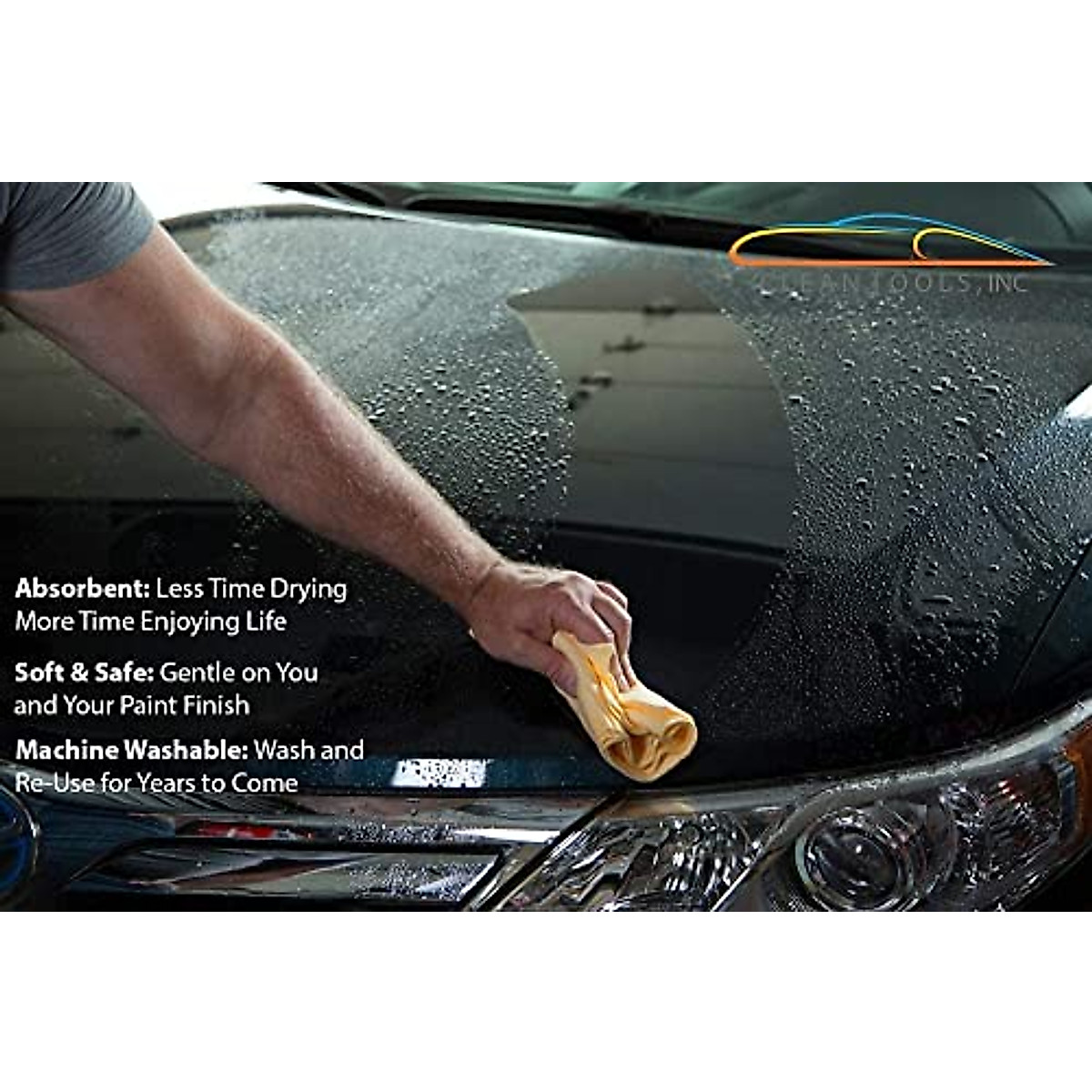 CleanTools The Absorber Synthetic Premium Drying Chamois Cloth for Car: Super Absorbent, Scratch-Free and Washable | 27-Inch x 17-Inch, Aqua, Large (PN: 14946-46149)