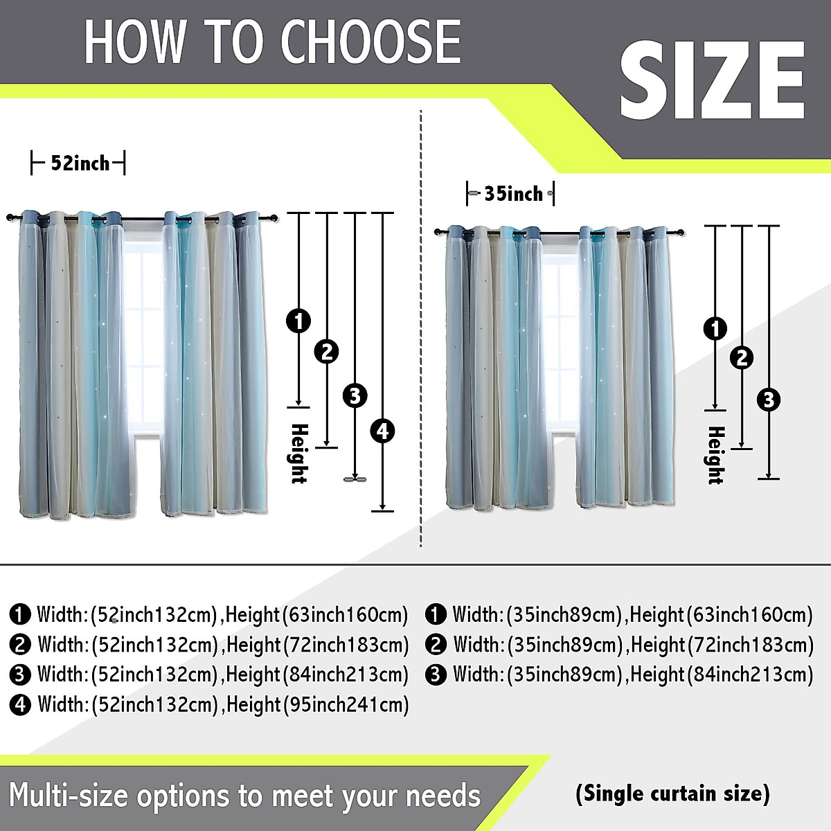 Anytime Dream Star Blackout Curtains for Kids Rooms Girl Princess Curtain for Daughter Bedroom Window (Blue,1 Panel,W52 x L63inch)