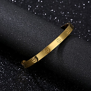 YCSLYW Women's Stainless Steel Bracelet Jewelry Crystal Bracelet With Cube Zircon Hinge Jewelry oval Bangle Christmas Valentines Birthday Gifts for Women