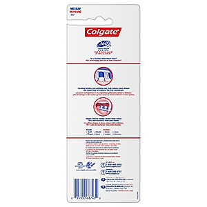 Colgate 360 Whole Mouth Clean , Medium Toothbrush for Adults, 4 Pack