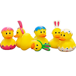 The Dreidel Company Happy Easter Rubber Duck Toy Bunny Rabbit Duckies for Kids Easter Eggs, Bath Birthday Gifts Baby Showers Summer Beach and Pool Activity, 2" (6 Pack)