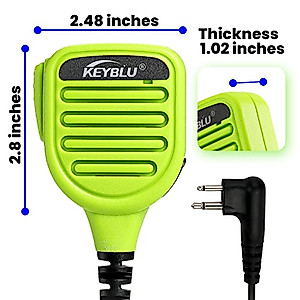 KEYBLU CP200D Waterproof Shoulder Speaker Mic 2 Pin Two Way Radio Microphone with 3.5mm Audio Jack Compatible with Motorola CP200 CLS1410 CLS1110 RDM2070D walkie Talkie (for Motorola, Green)