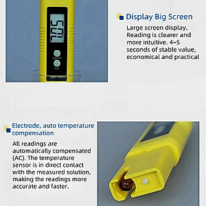 Aerkersun Digital pH Meter for Water, 0.01High Precision Pocket Size Water Quality Tester, 0-14 pH Measurement Range Digital, ATC pH Tester for Hydroponics, Drinking Water and Pool