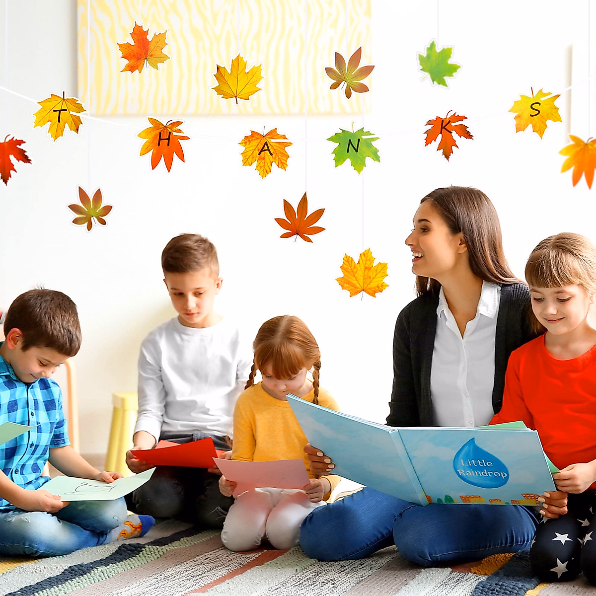 Fall Bulletin Board Decorations Fall Leave Cutout Autumn Thanksgiving Artificial Leaf Cutout Maple Paper Leave with Glue Point Dot for Classroom Bulletin Board Wall Decoration, 3.94 x 3.5 In (135 Pcs)