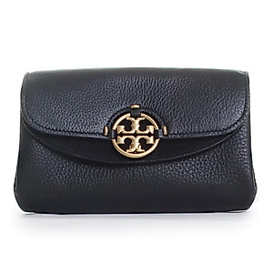 Tory Burch Womens Miller Leather Crossbody Shoulder Handbag Brown Small