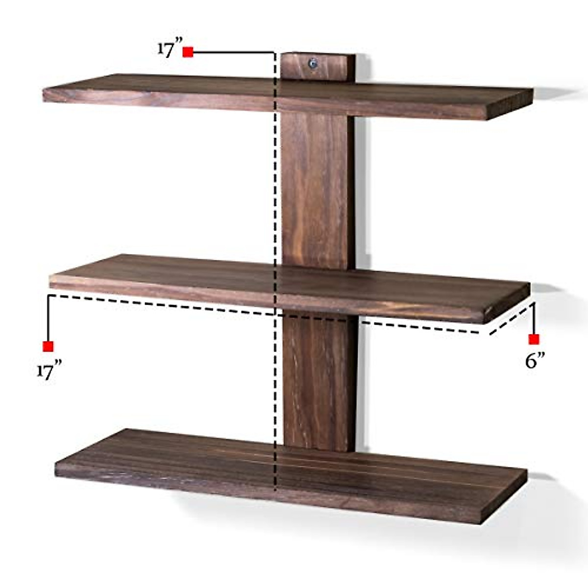 Rustic State Passi Wall Mount 3 Tier Adjustable Floating Shelves Solid Wood with Bracket - Picture Ledge Photo Frame Display for Living Room Office Kitchen Bedroom Bathroom Farmhouse Décor