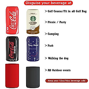 Klassia 6 Pack Can Covers That Look Like Soda, Silicone Can Sleeve with Coozy for Cans Tallboy Koosies Cooler fit all 12FL, 16FL OZ Can, Golf Accessories, Christmas Stocking Stuffers Gifts for Men