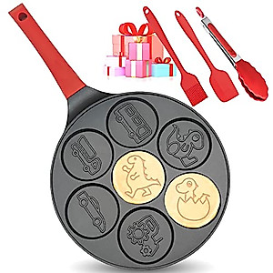 Dinosaur Pancake Maker Pan for Kids, Pancake Molds Egg Pan Waffle Maker Breakfast Nonstick Pancake Griddle Mini Pancakes Maker Machine Car Truck Dinosaur Pancake Molds for Kids