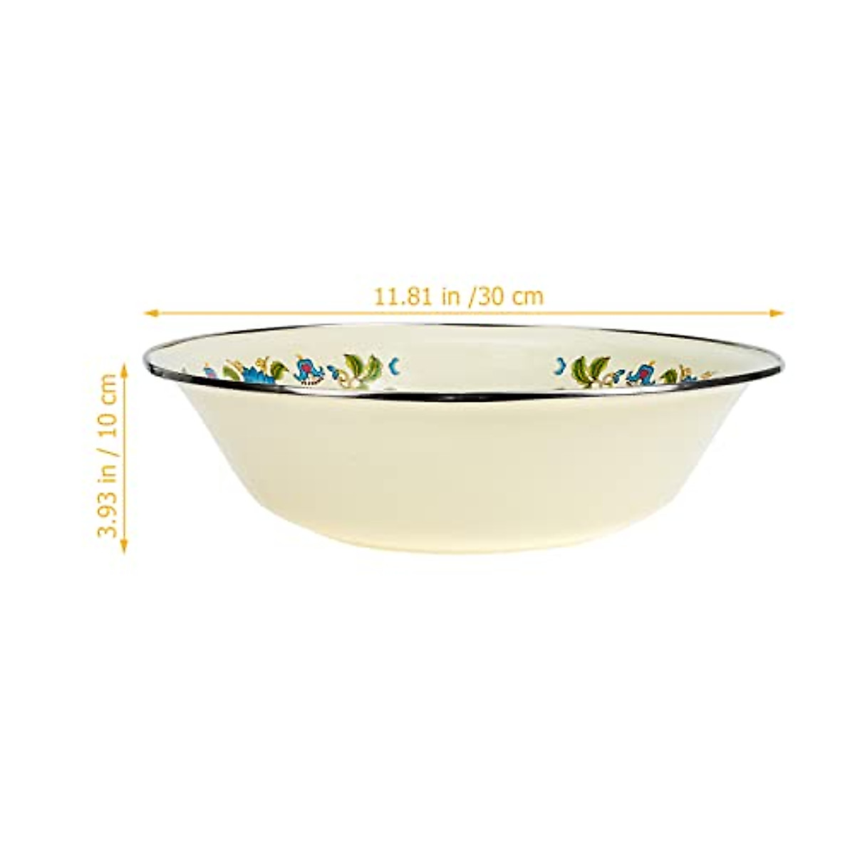 Cabilock Retro Serving Bowls Enamel Basin Vintage Style Basin Mixing Bowl Thickened Soup Bowl Food Container Enameled Washing Basin Colored Home Enamelware Kitchen Enamel Soup Bowl