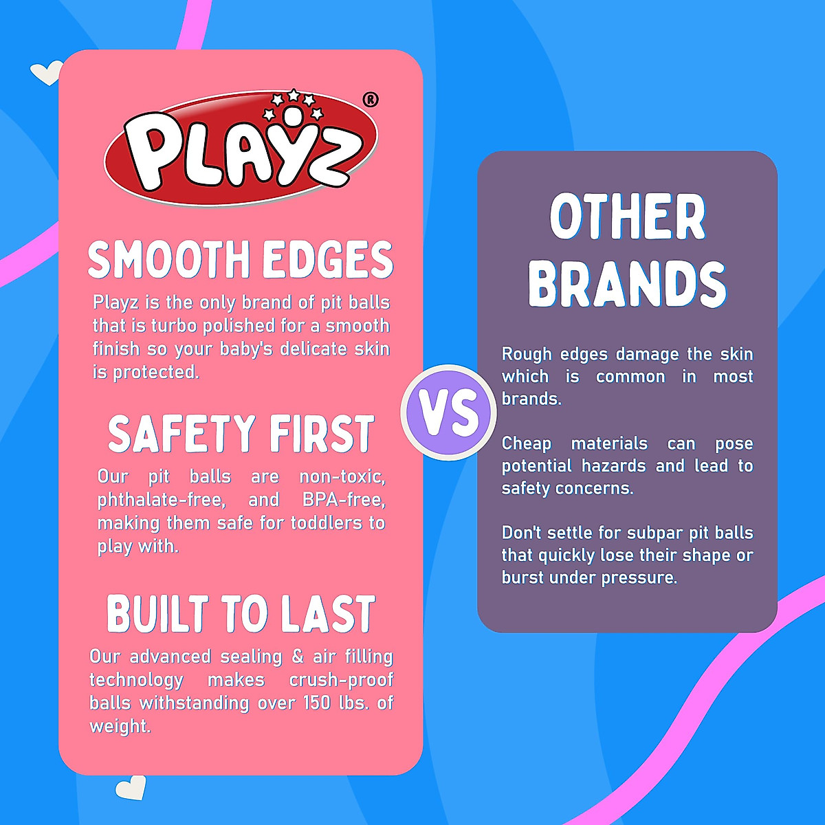 Playz 50 Mini Ball Pit Balls - Princess Edition - Soft, Plastic Mini Play Balls - Small, No Sharp Edges, Super Safe, Phthalate & BPA Free