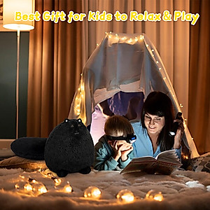 LMTGLDT Black Cat Weighted Stuffed Animals,14in Weighted Stuffed Animals for Kids, Black Cat Plush Pillow, Black Cat Plush Pillows Doll Decoration Birthdays Gift for Kids Girls Boys