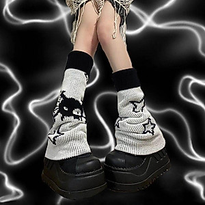 Y2k Leg Warmers for Women Two Side Wear Leg Warmers Girls Kawaii Knitted Leg Warmer Gothic Harajuku Cute Leg Warmer