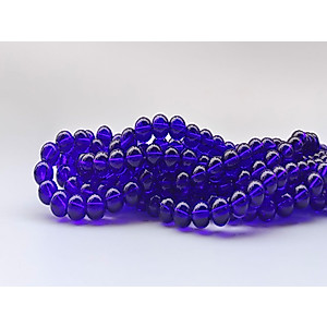 Glass Beads 8mm 100pcs Round Smooth Loose Beads for Bracelet Necklace Jewelry Making Craft DIY （8mm, 50805 Dark Blue）