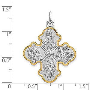 IceCarats 925 Sterling Silver Four Way Holy Cross Religious Medal Necklace Christian Pendant Scapular Charm 36mm x 35mm Only