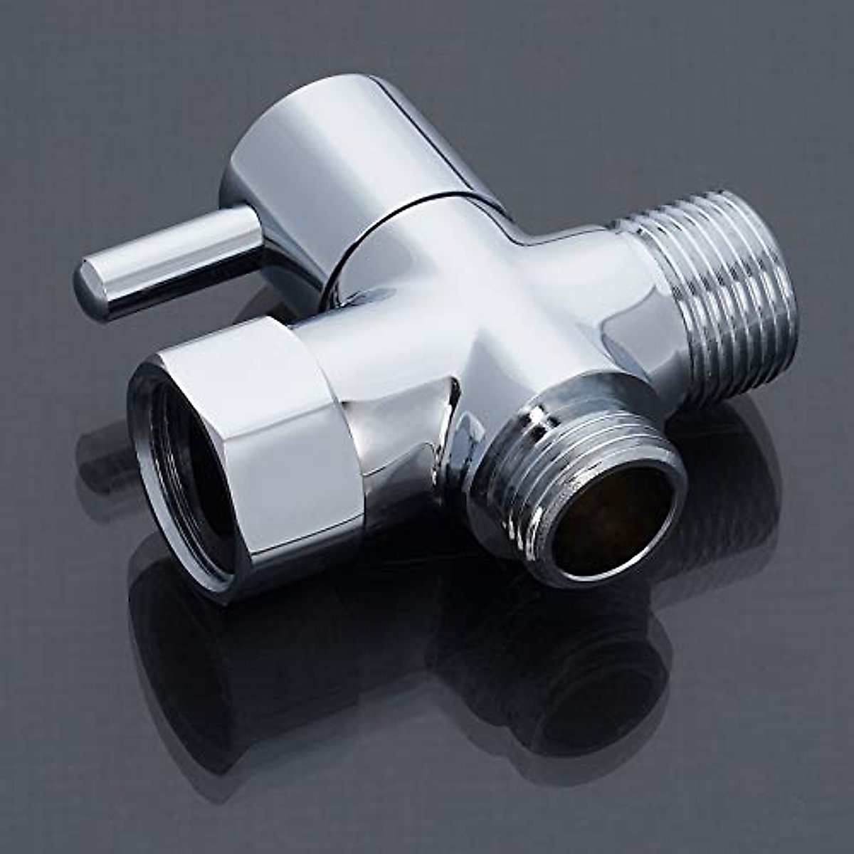 Brass T-Adapter for Bidet, 7/8 1/2 T-Valve Adapter for Bidet Sprayer for Toilet with Shut Off Valve, 3-Way Connector, Chrome Finish, 2 Rubber Mat, T Adapter for Hand Held Bidet Attachment for Toilet