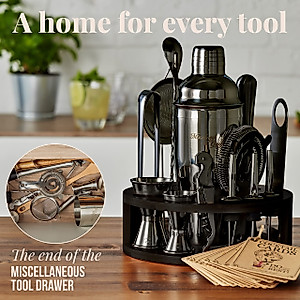 Mixology & Craft Bartender Kit - 15 Piece Set Including Cocktail Shaker and Bar Accessories, Perfect for Drink Mixing at Home, Plus Exclusive Recipe Cards