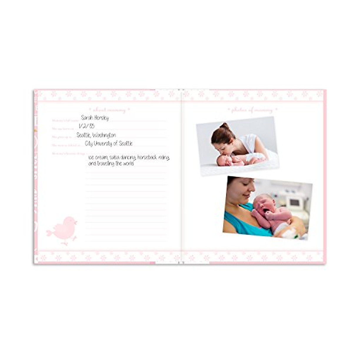 Lil Peach First 5 Years Dream Big Wordplay Baby Memory Book, Baby Keepsake Journal, Gift For New And Expecting Parents, 46 Fill In Pages, Pink