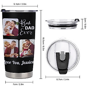 Personalized Picture Travel Tumbler for Dad Gift on Father's Day from Daughter Son Custom Coffee Mug with Best Dad Text Photo Cup