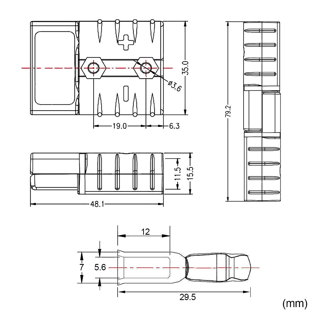 Boao 6 Sets 6-10 Gauge Battery Quick Connect Disconnect 50a 12-36v Battery Quick Connector Quick Wire Harness Plug Kit Battery Quick Connector Disconnect Plug for Motor Winch Trailer(Red)