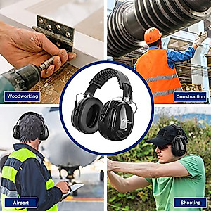 ProCase Noise Reduction Safety Ear Muffs, 32dB Hearing Protection Earmuffs Ear Defenders with Adjustable Headband for Shooting Mowing Construction Manufacturing Woodwork -Black