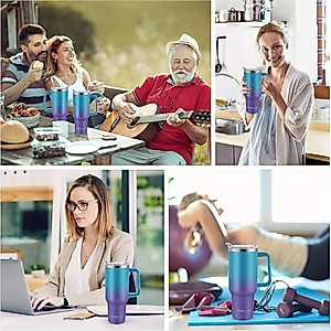 stanley 40 oz tumbler with handle 2.0 Flip Straw Tumbler with Handle 40 oz | Twist On Lid and Flip Up Straw | Leak Resistant Water Bottle | Insulated Stainless Steel (pink)