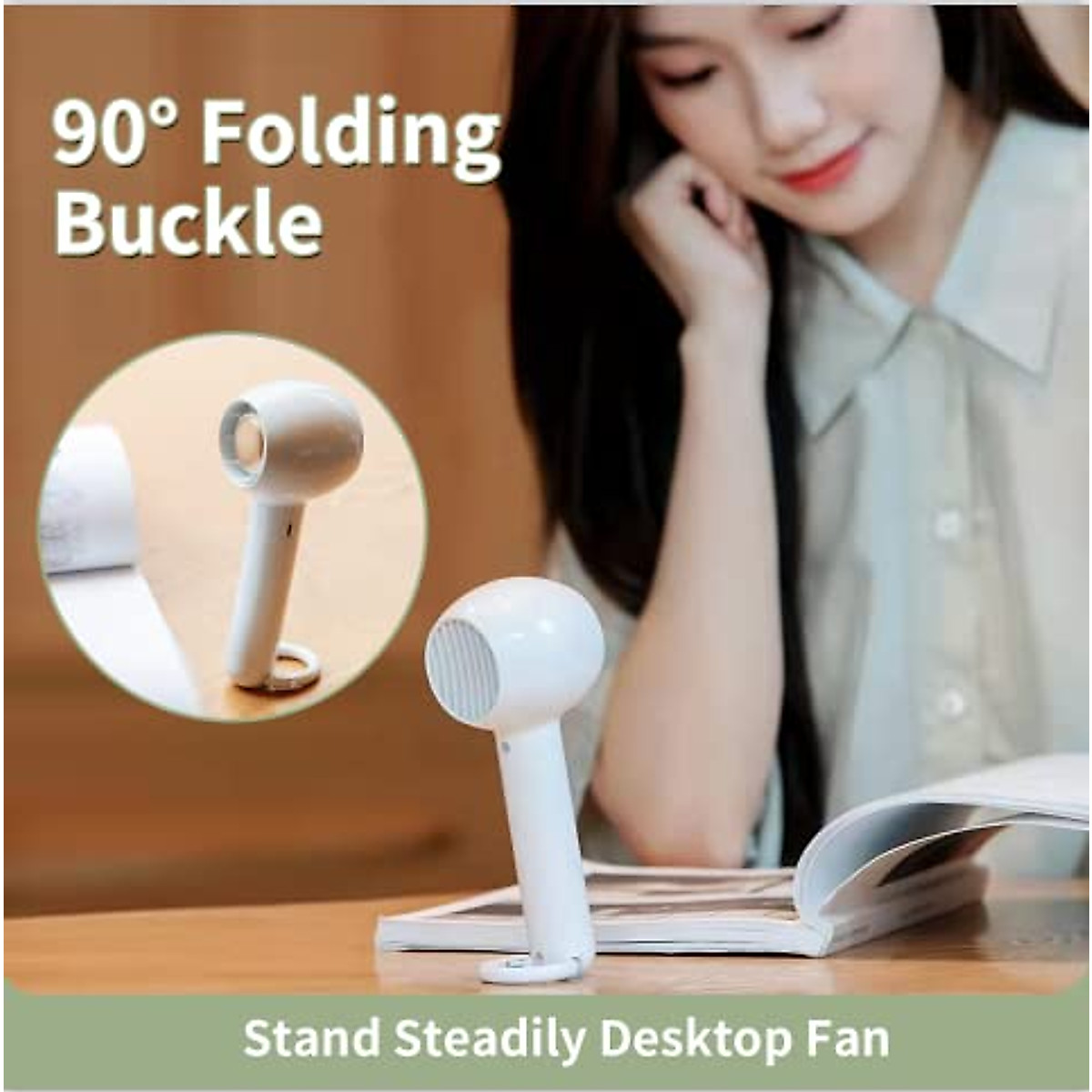 Cynrin Handheld Fan Portable, Personal Small Desktop Table Fan With Ring Buckle,Mini Hand Held Fan with USB Rechargeable Battery,Small Makeup Eyelash Fan for Women Girls Kids Outdoor