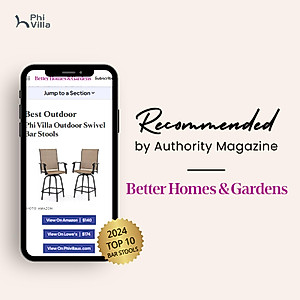 PHI VILLA Outdoor Bar Stools Set of 4, Swivel Patio Bar Stools & Chairs with 30" Seat Height & Brown Textilene Backrest, Tall Outdoor Chairs Bar Funiture for Outside, Porch and Yard