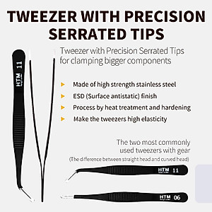 Precision Craft Tweezers Set,3 Pcs Pointed Tweezers,2 Pcs Curved Tweezers,2 Pcs Precision Serrated Tweezers for Eyelash Extensions,Craft, Jewelry,Soldering,Electronics Etc