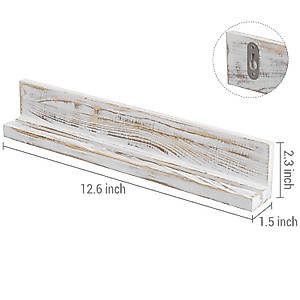 MyGift Wall Mounted White Washed Solid Wood Challenge Coin Holder, Casino Chip Collectors Display Rack, Single Row Military Coins Collection Shelf, Set of 3