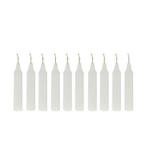 Mega Candles 10 pcs Unscented White Mini Taper Candle, 4 Inch Tall x 3/4 Inch Diameter, Great for Casting Chimes, Rituals, Spells, Vigil, Witchcraft, Wiccan Supplies, Wax Play & More