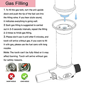 Kitchen Blow Torch Refillable Chef's Culinary Butane Cooking Food Torch with Safety Lock Adjustable Temperature and Flame for Crème Brûlée, Food, Sear Steak, Dessert, Welding By Luckea (Red&Black)