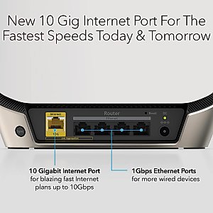 NETGEAR Orbi Tri-Band WiFi 6 Mesh System (RBK862S) – Router with 1 Satellite Extender, Coverage up to 5,400 sq. ft., 100 Devices, 10 Gig Internet Port, Armor Subscription, AX6000 (Up to 6Gbps)