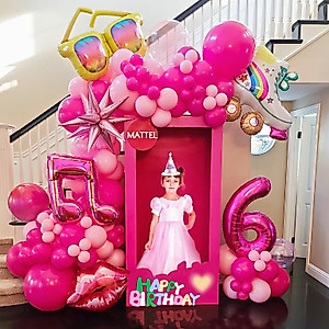 156pcs Pink Balloon Garland Arch Kit With Foil Balloons Pink Fringe Backdrop, Hot Pink and Light Pink Balloons for Bridal Shower Girls Bachelorette Women Princess Pink Birthday Party Decorations
