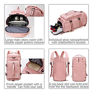 fancyfree Multipurpose Travel Backpack, Large Capacity Gym Duffle Bag, Daily Sport Backpack Tote with Individual Shoe Pockets for Men and Women (Purple)