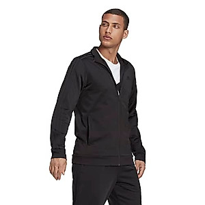 adidas Men's Warm-up Tricot Regular 3-stripes Track Jacket Black/Black Medium