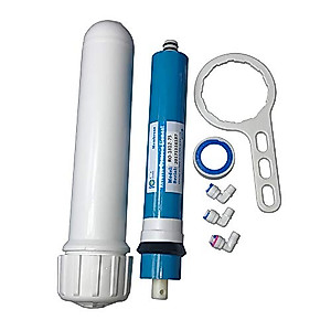 Huining Reverse Osmosis Membrane RO Membrane Housing Kit with 1/4 Quick Connector,Check valve,Water Pipe,Wrench Whole Set for Residential Household Hospital Water Filtration System (75GPD)