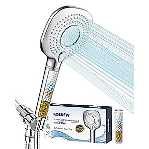 Filtered Shower Head with Handheld, High Pressure Shower Head with Filter For Hard Water, Upgraded KDF Filter Water Softener Showerhead with Hose & Adjustable Bracket, Detachable Shower Head - KOSNEW