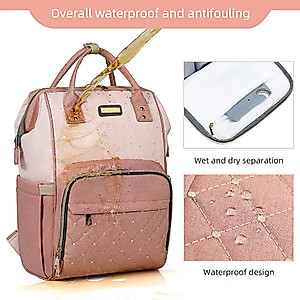 Diaper Bag Backpack, Diaper Bags For Baby Girls Boys, Baby Bags For Moms Dads, Baby Nappy Changing Bag With Insulated Pockets,Multi-Functional Waterproof Backpack With Stroller Straps -Pink light pink