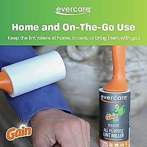 Evercare Gain Scented All-Purpose Lint Roller Value Pack with 2 Lint Rollers and 3 Refill Rolls, 60 Sheets Each Multicolor