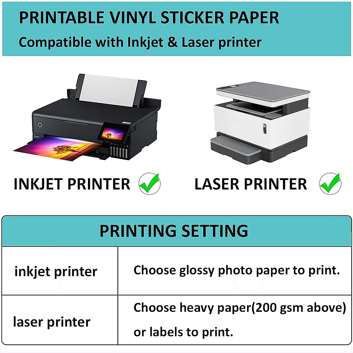 100 Pcs Water Bottle Labels Glossy White Waterproof Stickers ,2"×8" Printable Blank Wraparound Rectangle Labels for Inkjet/Laser Printer