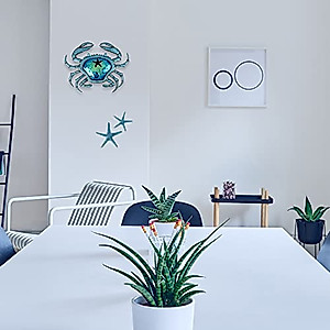 LIFFY Metal Crab Wall Art Decor Ocean Wall Hanging Coastal Wall Sculptures Beach Theme Wall Decoration for Indoor Outdoor Bathroom Bedroom Living Room Garden Pool Patio